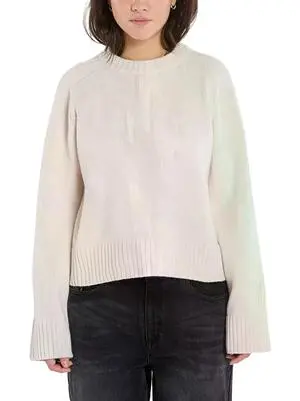SAMSOE SAMSOE Ribbed Raglan-sleeve Sweater - Neutrals