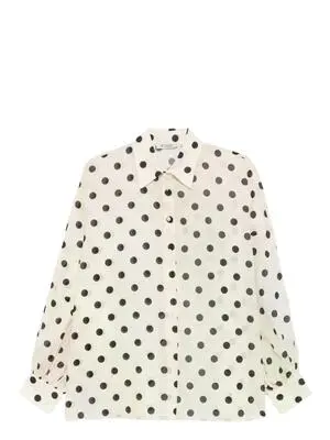 SOSUE Antonia Polka Dots Balloon Sleeve Shirt - Neutrals