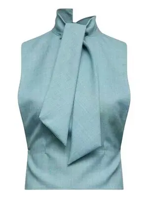 MAISON MARGIELA Sleeveless Cropped Scarf Top - Blue