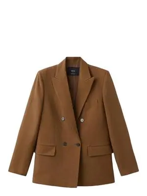 Mango Linen Suit Blazer Caramel