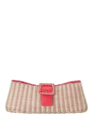 Rodo Nathalie Woven Wicker Clutch - Silver