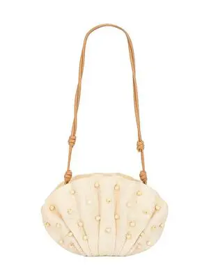 Poolside The Origami Beaded Scallop Clutch - Brown