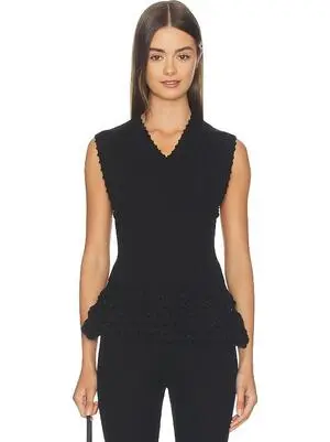 GANNI Ganni Fine Cotton Rib Crochet Top Black