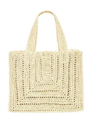 BTB LOS ANGELES Beth Raffia Tote Bag - Tan