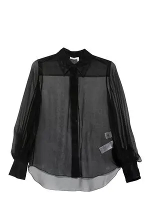 Chloé Sheer Puff-sleeve Blouse - Black