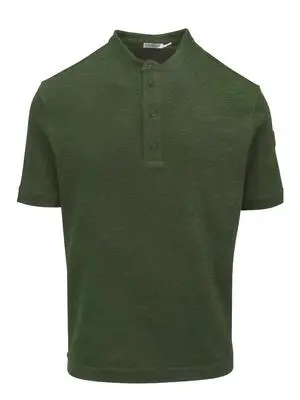Moncler Buttoned Band-collar Polo Shirt - Green