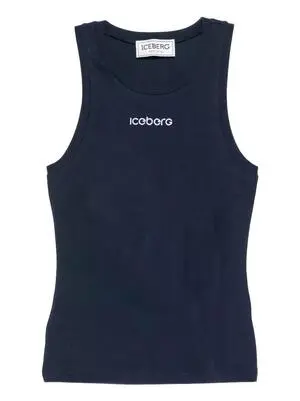 Iceberg Logo-embroidered Ribbed Top - Blue