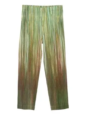 Issey Miyake Pleated Striped Trousers - Green