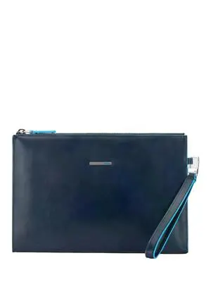 PIQUADRO Leather Wrist-strap Clutch - Blue