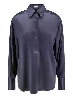 Brunello Cucinelli Monili-chain Embellished Shirt - Blue