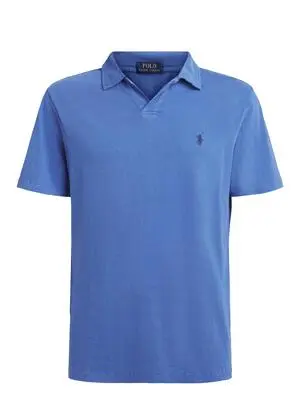 Polo Ralph Lauren Cotton-linen Open-collar Polo Shirt - Blue