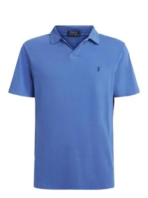 Polo Ralph Lauren Cotton-linen Open-collar Polo Shirt - Blue