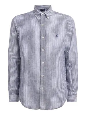 Polo Ralph Lauren Linen Custom-fit Stripe Shirt - Navy