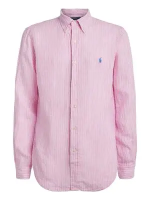Polo Ralph Lauren Linen Custom-fit Stripe Shirt - Pink