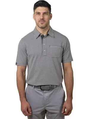 ASHWORTH GOLF Trestles Stripe Cotton Blend Performance Polo Asphalt