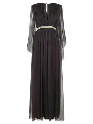 Alberta Ferretti Draped Silk Maxi Dress Black