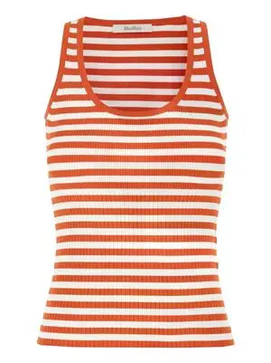 Max Mara Ghiro Striped Ribbed-knit Top - Orange