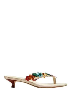 COACH Floral-appliqué Kitten-heel Sandals - Neutrals