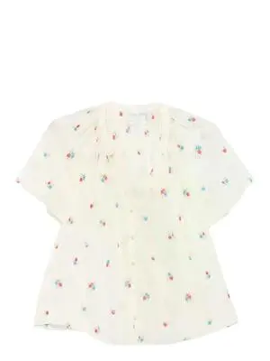 FORTE_FORTE Petites Fleurs Gathered Blouse - Neutrals