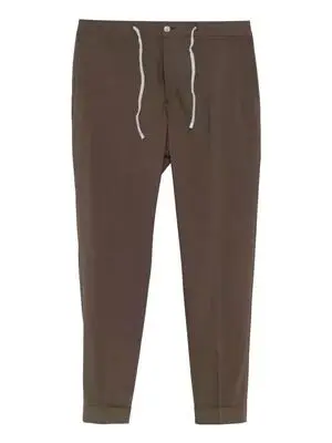 BARBA NAPOLI Drawstring-Waist Turn-Up Trousers