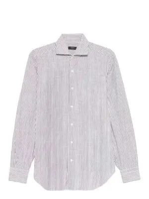 BARBA NAPOLI Vertical-stripe Long-sleeve Shirt - Brown