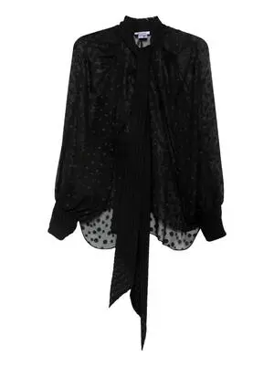 PARLOR Pussy-bow Collar Blouse - Black