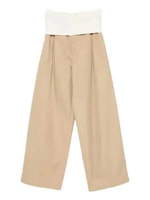 DARKPARK Wendy Fold-over Pleated Trousers - Neutrals