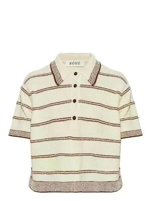 RÓHE Striped Polo Top - Neutrals