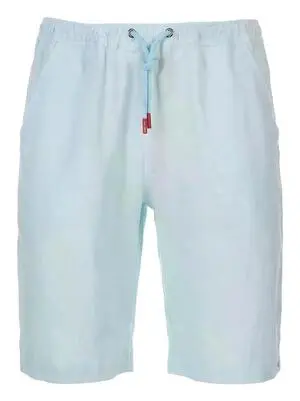 Kiton Drawstring Linen Shorts - Blue
