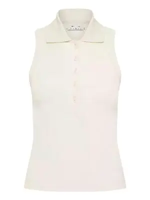 The Upside Collared Sleeveless Polo Top - Neutrals