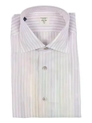 MAZZARELLI Vertical-stripe Slim-fit Shirt Neutrals