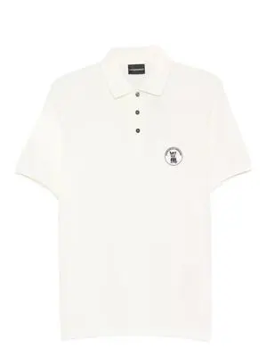 Emporio Armani Logo-patch Piqué Polo Shirt - Neutrals
