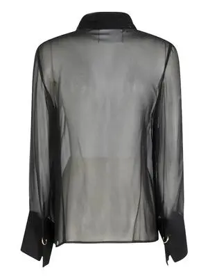 Erika Cavallini Sheer Pussy-bow Blouse - Black