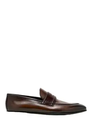 BARRETT Crocodile-effect Leather Loafers - Brown