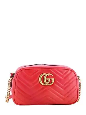 Gucci Gg Marmont Matelassé Leather Small Shoulder Bag - Red