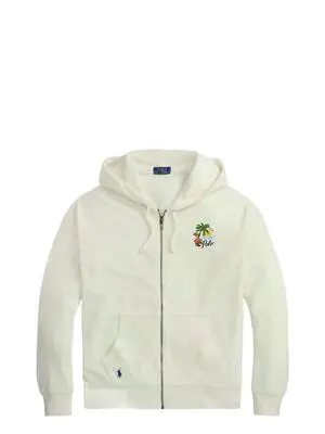 Polo Ralph Lauren Embroidered Tropical Motif Zip-up Hoodie - Neutrals