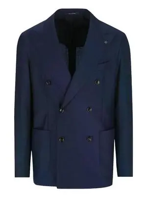 Tagliatore Double-breasted Peak-lapel Jacket - Blue