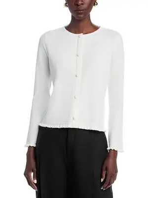 SIONI Faux Button Front Long Sleeve Sweater - Eggshell