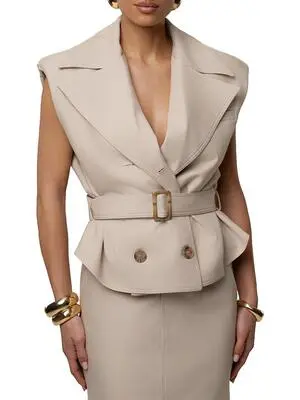 JLUXLABEL Belted Vest - Beige