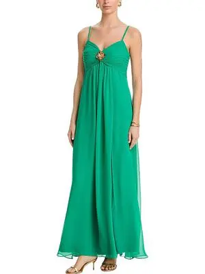 ELIZA J Sweetheart Spaghetti Strap Pleated Gown