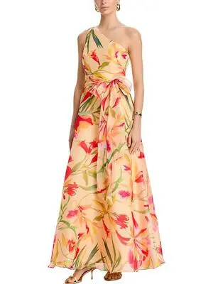 Eliza J One Shoulder Ball Gown - Yellow Sorbet