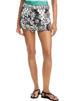 Rabanne Embellished Mini Skirt - Silver