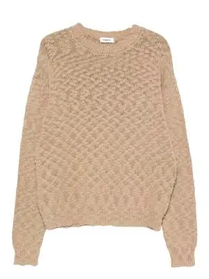 SEWMOD Open-knit Crew Neck Sweater - Brown