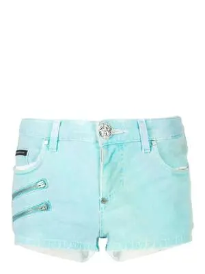 Philipp Plein Denim Hot Pants Biker Shorts - Blue