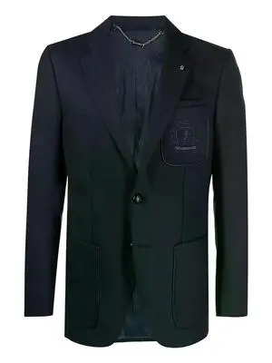 BILLIONAIRE Crest Motif Wool Blazer - Blue