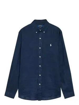 Polo Ralph Lauren Logo-embroidered Linen Shirt Navy