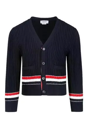 Thom Browne Striped Knit Cardigan - Blue