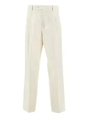 MARSEM Pleated Slub-texture Trousers - Neutrals