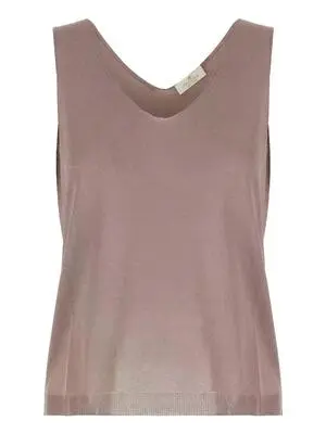 PANICALE Fine-knit V-neck Top - Brown