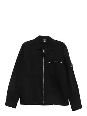 C.P. COMPANY Cotton/linen Lens Zip Overshirt - Black